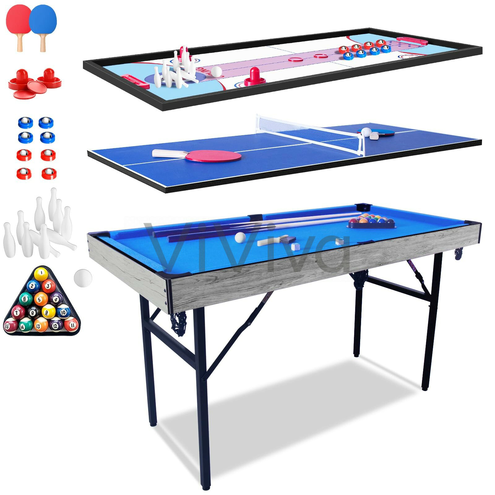 【商品名】5in1 マルチ ゲームテーブル セット 子供用 ビリヤード台、卓球台、サッカー台、スライド ホッケー 親子ゲーム 誕生日 マルチゲームテーブル 折りたたみポータブルゲームアクセサリー付き【価格】58059円【商品説明】? 5イン...