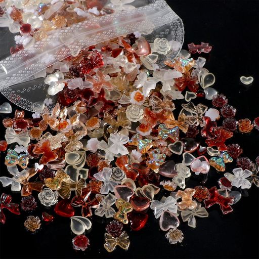 【3Dネイルパーツ】リボン、クマ、ハート、花、蝶、パールなどさまざまなネイルパーツを揃っています。種類が豊富で、見た目が可愛くてお洒落です。ネイルのワンポイントにぴったり! 【素材】樹脂素材で作られたネイルパーツはとても軽くて付け心地がいい...