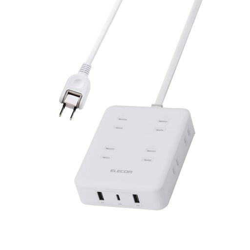 ACタップとUSBポートが一体になった、スマートフォンとワイヤレスイヤホンなどを同時に充電できるUSB付きコードタップです。デスク周りのコンセントを一つにまとめてスッキリと整理できます。 USB-Aポートx2、USB Type-C(TM)ポ...