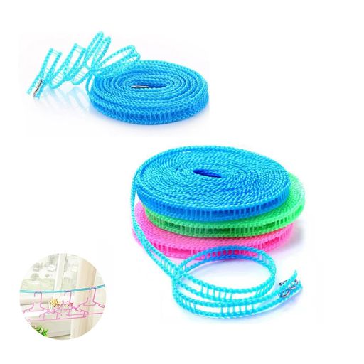 【商品詳細】洗濯ロープ長さ:伸びさ約5M、材質:ステンレスフック+ナイロンロープ、4本セットカラー:ピンク*1/グリーン*1/ブルー*2。 【材質】ポリエチレン(ロープ)、ステンレス(フック)このタイプの物干しロープは丈夫で耐摩耗性があり、...