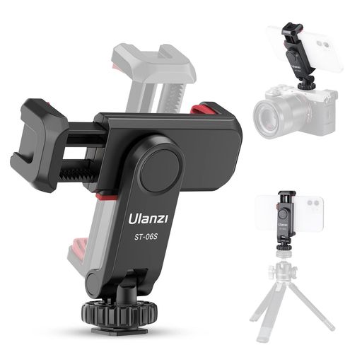 【最新のST-6S携帯ホルダー】ulanziスマホホルダーの両側にはコールドシューマウントがあり、マイクやビデオライトを両側に取り付けることができます。三脚用スマホホルダーの下にはシューアタプタと1/4インチネジ穴により、三脚、一脚、デジタ...