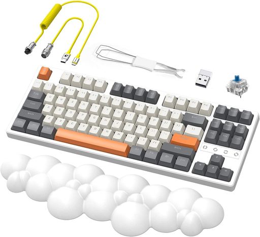 【技適認証番号:219-239327】【4つ商品を含めたキーボードセット】4つ商品を含めたおしゃれ実用的なセットです。*多機能キーボード、*高品質のコイルケーブル、*柔らかいリストレストと*ユニークなキーキャップが組み合わさって、素敵な体験...