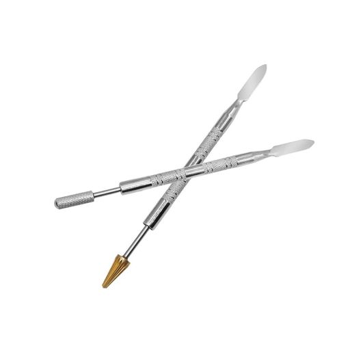 星(白抜き)仕様:内容物:2本セット。サイズ:長さ142mm、146.5mm。材質:ステンレス鋼。 星(白抜き)ワックスをつけてコバとかにちょうどいい量で塗ることができます。 星(白抜き)革の切り口処理や木端仕上げ剤を合わせて使う道具です。...