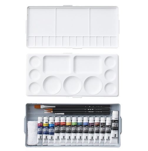 絵具 サイズ:縦138x横300x高さ35(mm) 内容量:11ml/本・ホワイト(20ml/本) 性質:乾燥後水溶性 色:ホワイト(11ml+20ml)・イエローディープ・バーミリオン・カーマイン・ライトグリーン・:ビリディアン・コバルト...