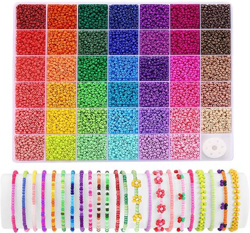 ❤【ビーズサイズ】:直径約3mm;穴:約1mm;41色;約10250個/箱。ほとんどはクリームのような浅いカラーなので、見るだけで気持ちがよくなり、ビーズ手芸を存分に楽しんでください! ❤【ポータブル】:各色別に分類されたガラスビーズは、オ...