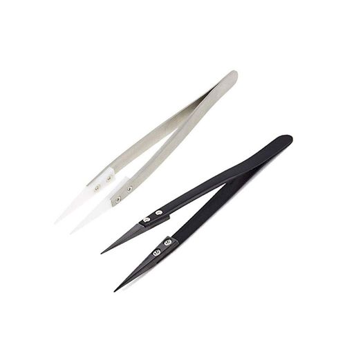 サイズ:128X10mmパッケージ内容:2個xセラミックピンセット 本体:非磁性ステンレス先端部分:セラミック セラミックの先端が取り付けられた耐熱性の高いピンセットです。1300°Cまでは耐える。 焼く時ににコイルを調整するに最適です。酸...