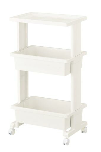 原産国:日本 商品サイズ(約):W45xD30xH80.5cm 収納カゴ内寸(約):W38.9xD25.9xH10.3cm 耐荷重(約):天板3kg、本体1段あたり5kg 材質:天板・収納カゴ支柱・脚/ポリプロピレン、キャスター:ポリプロピ...