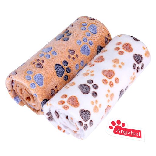 【2枚セット】2色セットLサイズ104x76cm、可愛い猫の足跡柄です。サンゴフリース素材で作された毛布は、ふわふわ柔らかいの手触りがあり、ペットの肌には優しいです。 【防寒保温用毛布】両面サンゴフリース素材で作られています。内側の暖かい空...