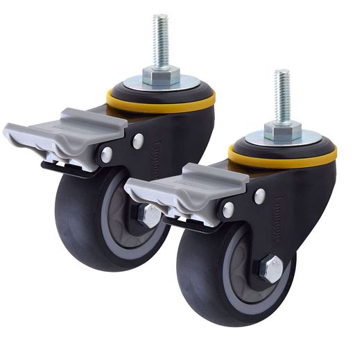エラストマー(TPR)素材:弾力があり、安定して静かに転がす事ができる。 静音、床にやさしい。静かな走行音が求められる環境に。タイヤに弾力が有る為、繊細なものを運ぶ用途にもおススメです。 音が気になる病院、キズが気になるフローリング等に。 ...