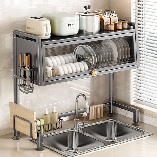 「大容量で性能に優れた水切りラック」省スペースに使えるスリムな2段式水切りラックは、本体のサイズが幅85cm、奥行30cmでシンクに渡らせて使用できて、シンク上部のスペースを有効活用することができます。蛇口が入れる高度は49cmで、ほとんど...