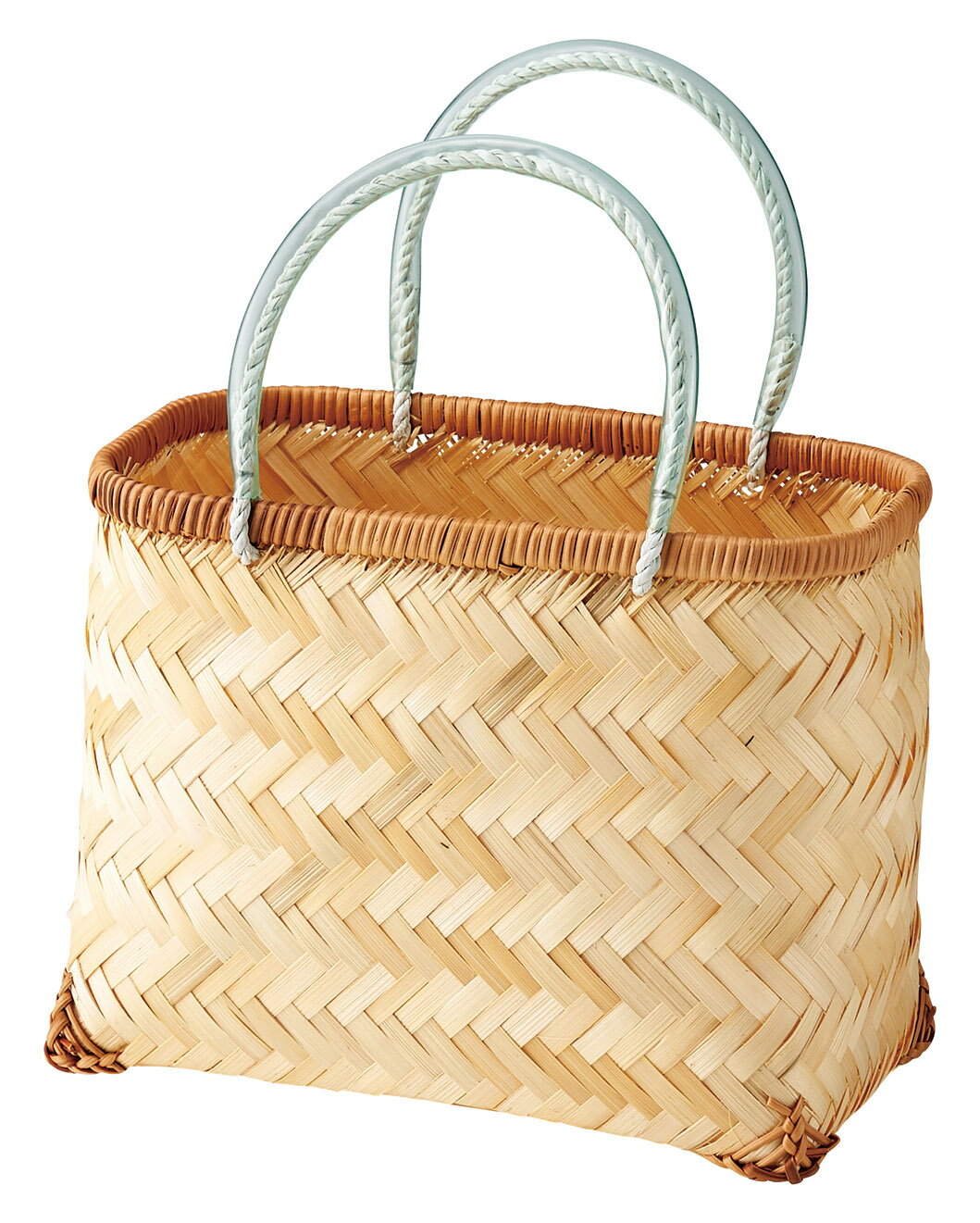 軽くて丈夫で、レジ袋不要で、車にそのまま運べ、食材を入れたままキッチンに置いてもオシャレ 他にもピクニックバスケット、収納にも大活躍 size：w27 d17 h22(32)cm 素材：竹 原産国：ベトナム ○本商品は天然素材・全て手作業で...