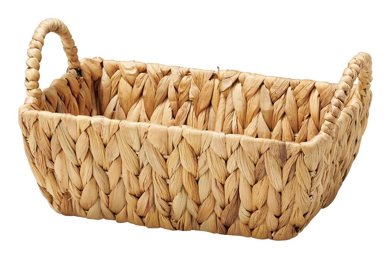 size： w26 d18 h10(15)cm 素材：ウォーターヒヤシンス 原産国：ベトナム 本商品は天然素材・全て手作業で仕上げております。 商品には個体差がございます。 無理な力や衝撃を加えると破損の原因となります。 表記されたサイズと...