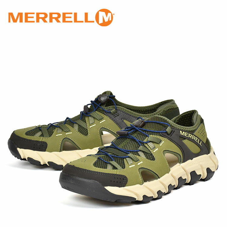 当店のMERRELL/メレル商品は正規販売代理店：丸紅フットウエアより手配しております。 &nbsp; 通気性に優れたメッシュ＆スエードレザーを組み合わせた速乾性の高いシューズサンダル。水を逃がす革新的なラグパターンを採用しトラクション性を...