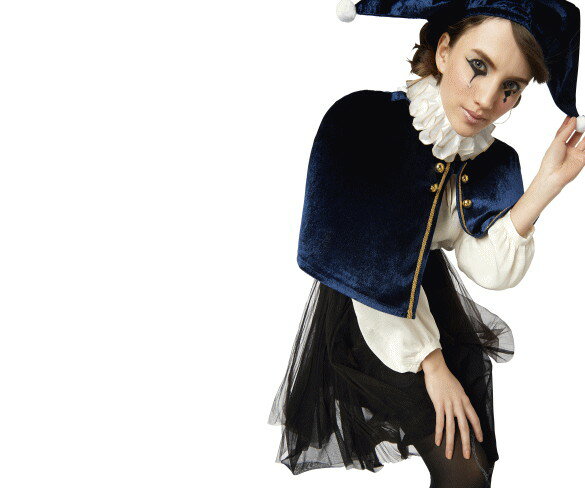 ■説明■ 【レディ】 ティアーズピエロマントセット 【ピエロ】【マント】【クラウン】【ハロウィン】 【コスプレ】【コスチューム】【衣装】 【仮装】【集団仮装】【かわいい】 ポンポンがついたピエロ帽子がポイント！ ネイビーにゴールドのブレード...