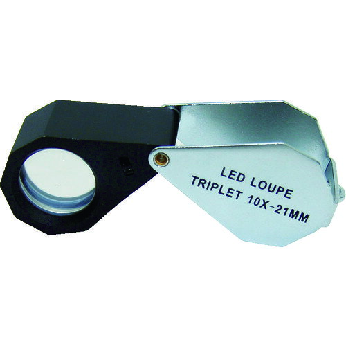 ★特徴★ LED付のため、明るさが少ないところで威力を発揮します。 ★用途★ 精密検査、鑑定。 ★商品スペック★ 仕様・規格 倍率(倍)：10 レンズ寸法(mm)：φ21 幅(mm)：45 奥行(mm)：27 高さ(mm)：24 電源(V)...