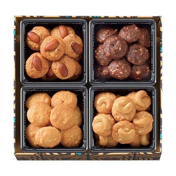 内容/アーモンド40g・カシューナッツ40g・マカダミアナッツ40g・チョコレートチップ40g《卵・乳・小麦》 賞味期限:常温345日