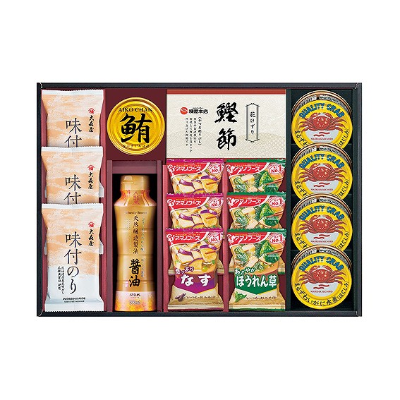 内容/天然醸造?油:200ml×1・アマノフーズいつものおみそ汁（なす）×3・アマノフーズいつものおみそ汁（ほうれん草）×3・大森屋味付のり:8切5枚×3・柳屋本店かつおパック:3g×3袋×1・鮪油漬けフレーク:70g×1・まるずわいがにほ...