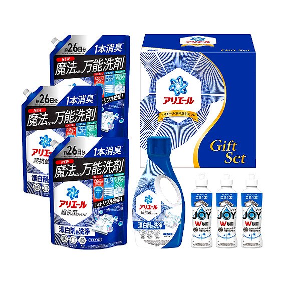 内容/アリエールジェル:700g×1・アリエールジェル詰め替え用超特大サイズ:625g×3・除菌ジョイコンパクト:170ml×3
