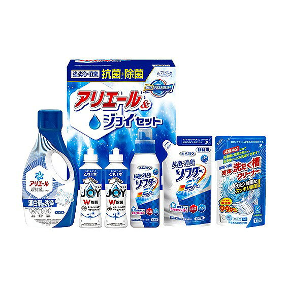 内容/P&Gアリエールジェル:700g×1・抗菌消臭ソフターEX:350g×1・抗菌消臭ソフターEX詰め替え用:350g×1・P&G除菌ジョイ:170ml×2・液体洗たく槽クリーナー:350g×1