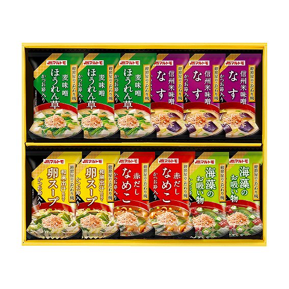 内容/みそ汁なす:8.5g×3・みそ汁なめこ:6.6g×2・みそ汁ほうれん草:8.7g×3・スープ（卵）:7.6g×2・海藻のお吸い物:4g×2《卵・小麦》 賞味期限:常温1年6ヶ月