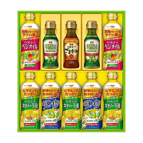 内容/ヘルシーキャノーラ油:350g×3・エキストラバージンオリーブオイル:145g×2・ヘルシーベジオイル:350g×2・ヘルシーごま香油:145g×1・ヘルシーオフ:350g×2 賞味期限:常温2年1ヶ月