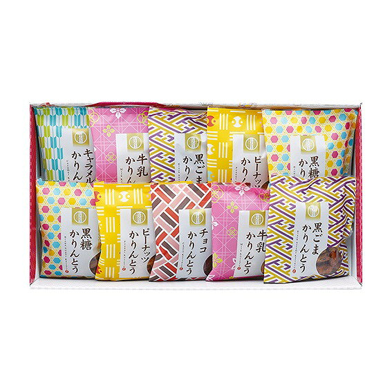 内容/黒ごまかりんとう:45g×2・黒糖かりんとう:45g×2・牛乳かりんとう:45g×2・ピーナッツかりんとう:45g×2・チョコかりんとう:45g×1・キャラメルかりんとう:45g×1《乳・小麦・落花生》