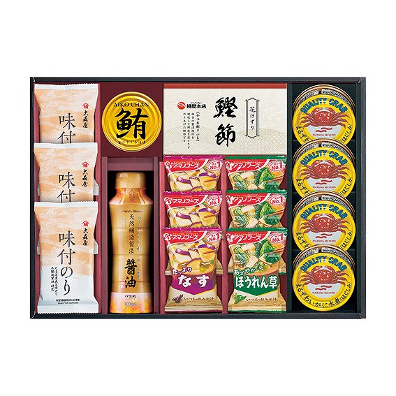 内容/天然醸造?油:200ml×1・アマノフーズいつものおみそ汁（なす）×3・アマノフーズいつものおみそ汁（ほうれん草）×3・大森屋味付のり:8切5枚×3・柳屋本店かつおパック:3g×3袋×1・鮪油漬けフレーク:70g×1・まるずわいがにほ...