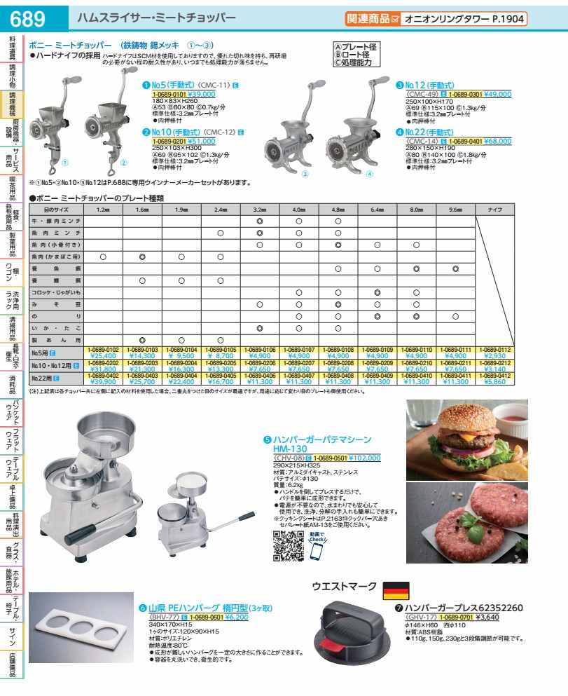 ●鉄鋳物錫メッキ●ハードナイフの採用ハードナイフはSCM材を使用しておりますので、優れた切れ味を持ち、再研磨の必要がない程の耐久性があり、いつまでも処理能力が落ちません。プレート径:80ロート径:140×100処理能力:1.8kg/分標準仕...