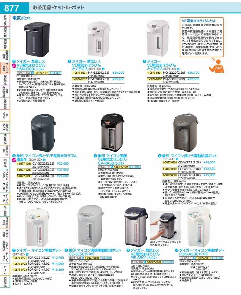 ●幅×奥行×高さ(mm):219×283×279 ●質量(kg):2.7 アーバンホワイト ●定格消費電力700W　●容量(L):2.2●たっぷり沸かしてまほうびんで保温「節電VE保温」●らくらくレバー式電動給湯　●「蒸気キャッチャー構造*...