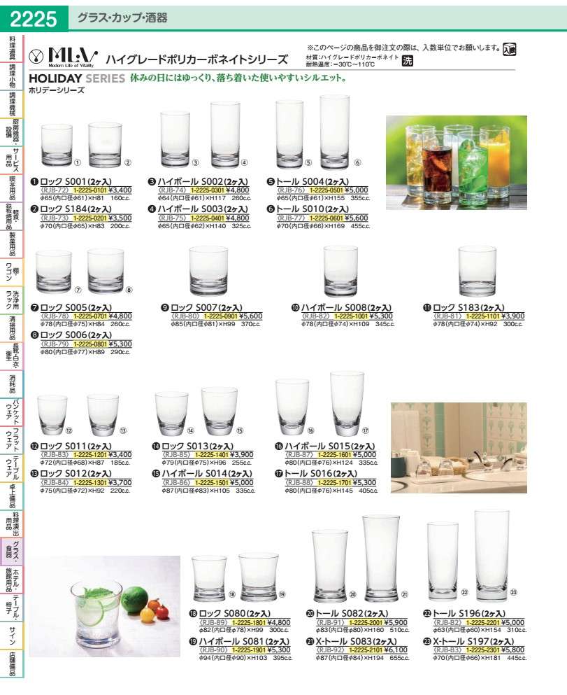 ●直径×口径×高さ(mm):72×68×87 ●容量(cc):185●ハイグレードポリカーボネイトシリーズ●透明度、光沢度があり食洗機も使用可能なハイグレードポリカーボネイト。●レストラン、バーやプールサイドからホテルの客室までさまざまなシ...
