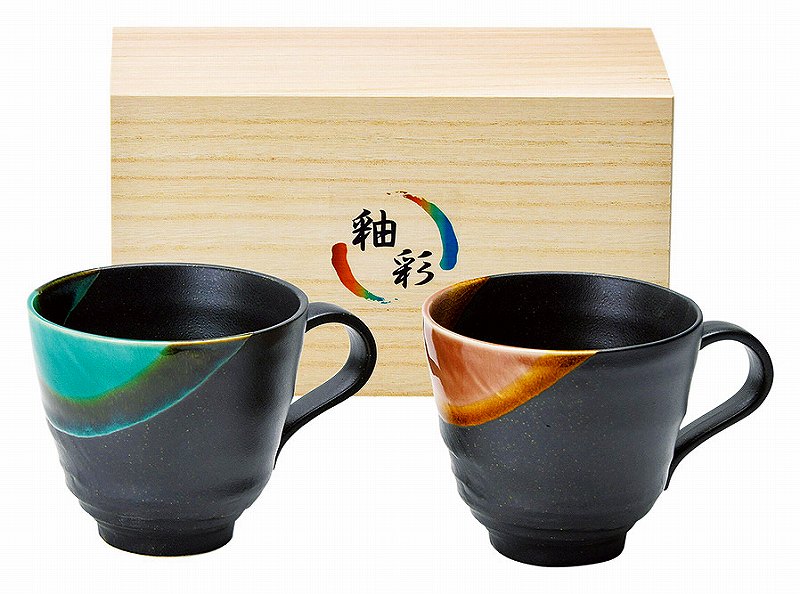 商品情報サイズマグ/径9.7×H8.5cm(310ml)×2 陶器原産国日本補足電子レンジ 食洗機対応この商品は 釉彩 マグペア 木箱入 YYS-3003A マグカップ 310ml ポイント【オールシーズン贈り物】 重なり合う釉薬の色合いが...