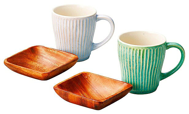 商品情報サイズマグ/径8.4×H9.6cm(330ml)×2 磁器 トレー/11.5×11.5×H3cm×2 天然木原産国マグ:日本、トレー:その他(フィリピン)この商品は リップル ペアマグ＆トレー 0266348 マグカップ 330ml...