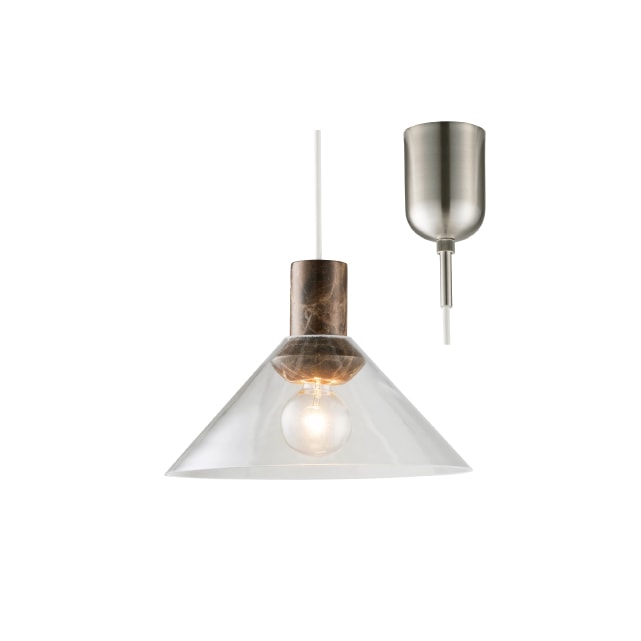 メーカー： 株式会社インターフォルム シリーズ名：Pietra ピエトラ サイズ 全体:φ30×H21cm シーリングカバー:φ8×H10.5cm コード全高:41-117cm 重量 1.8-2.0kg 素材 スチール、ガラス、大理石 点灯...