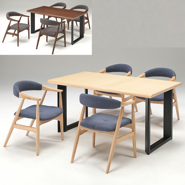 ■Product Details シンプルなダイニング5点セット。2色取り扱い有り。 サイズ テーブル：幅150X奥行90X高さ70cm チェア：幅55X奥行60X高さ76(SH42)cm 材質 テーブル：天板突板・側面ラバーウッド・1枚板...