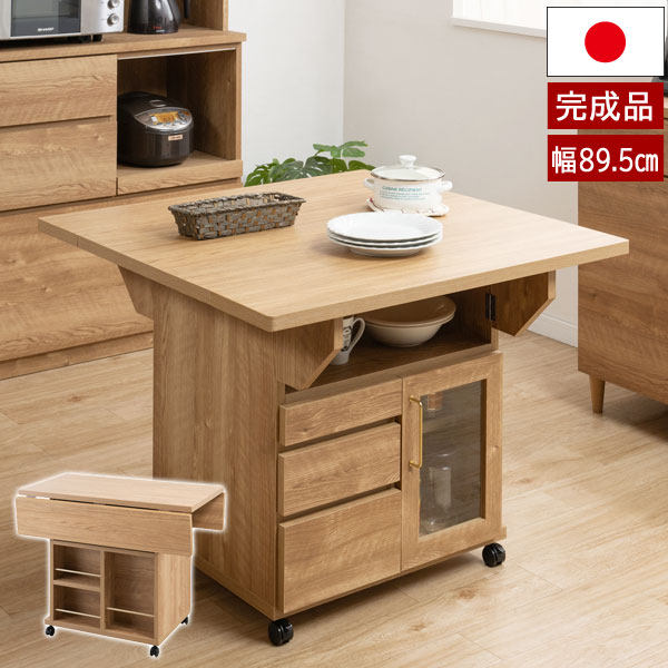 製品仕様(完成品) カラー(品番) ナチュラル(NO-0171) サイズ(約) 本体/幅89.5×奥行(閉じ時)49.5(片バタ時)68(両バタ時)87×高さ70(キャスター5含む)cm 重量(約) 26kg 材質 天板/オレフィン化粧繊維...