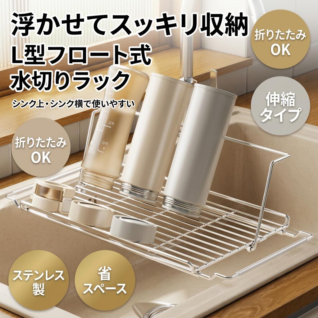 水切りラック フロート スライド式シンク用調理台 ステンレス 水切り シンク上 伸縮 調理台 作業台 新生活 洗い物 食器 洗い 水切りトレー 水切りプレート スライド式 シンク 渡せる シンク渡し 【材質】201ステンレス 耐荷重 約5k...