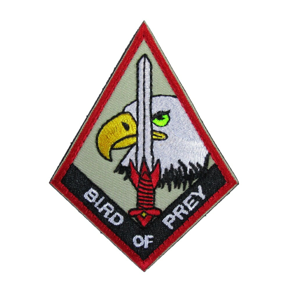 ◇BIRD OF PREY◇素材:ポリエステル◇サイズ：縦9cm 横6.7cm◇生産国：中国◇裏面マジックテープでベルクロ部分に装着できます。◇タクティカルジャケットにどうぞ。◇BIRD OF PREY◇素材:ポリエステル◇サイズ：縦9cm...
