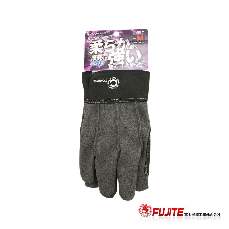 商品情報説明人工皮革の皮手です柔らかくて摩耗に強い破れにくい大判アテ付大判アテを高強度のケプラー糸で固定吸汗速乾でムレにくいFUJITE No.57　コンフォートマイクロファイバー大判当付 FUJITE No.57　コンフォートマイクロファ...