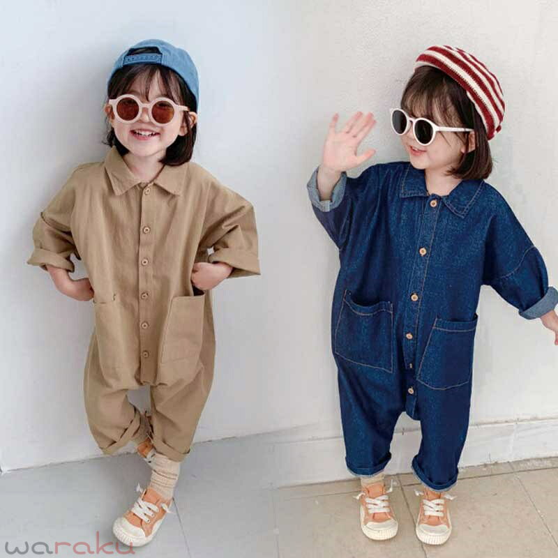 商品規格： ●商品名：キッズ カバーオール ●素材：綿 ●色：カーキ/ブルー ●サイズ：80/90/100/110/120 ●セット内容: カバーオール単品 ●生産国: 中国 注意事項： ※サイズ表記は手作業なので、 実物と若干の誤差が生じ...