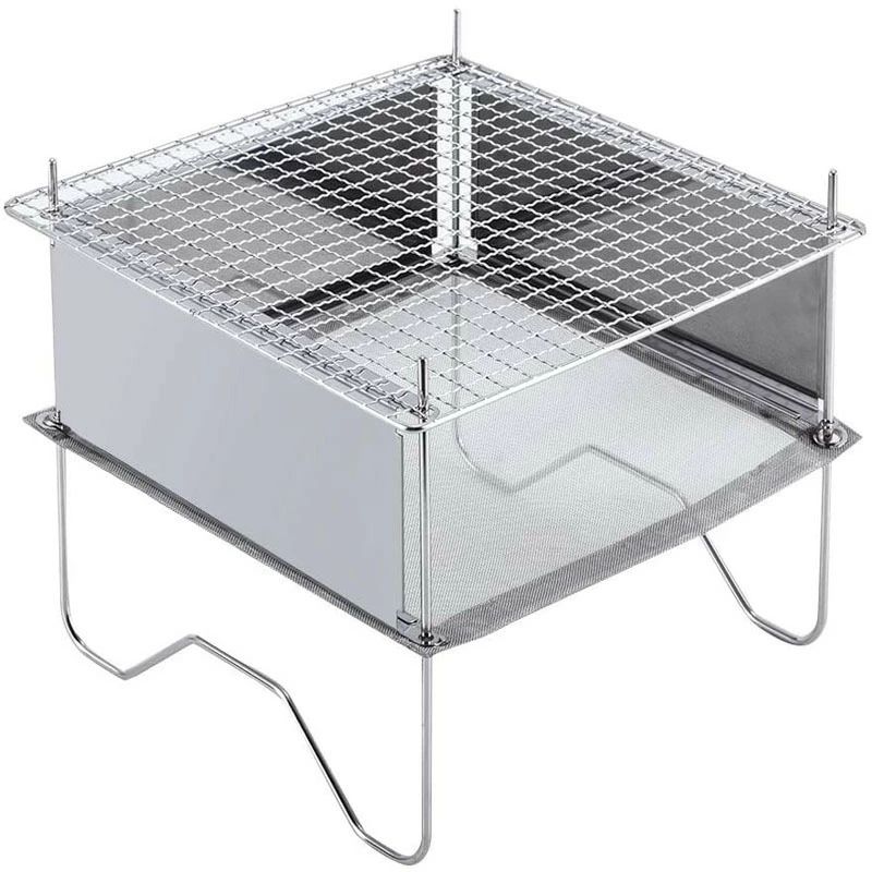組み立てが簡単 わずか々にキャンプ用 焚火台を組立できます。メッシュシートと焼き網の四つフックをスタンドフレームに差し込むだけで設置完成。 防風設計 折りたたみ式グリルの防風板が炎の飛散を防ぎ、バーベキュー環境をより安全にします。 安全で丈...