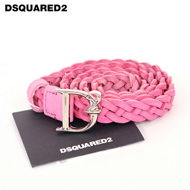 ディースクエアード（DSQUARED2）レディース ベルト ロゴバックル　編込みレザー細ベルト ピンク系 イタリア製（サイズ/75/80/85）*ds1091■ コンディション【新品 / メーカー在庫品 / 長期ストック品】■ 商品情報メー...