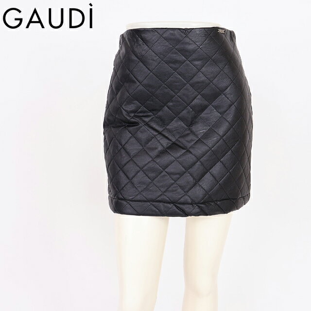 【訳あり】ガウディ（GAUDI）レディース ミニスカート エコレザーキルティングミニスカート ブラック系 イタリア製（サイズ/40）*wg1059■ コンディション【新品 / メーカー在庫品 / 長期ストック品】【B品 / 訳あり】 　＜サ...