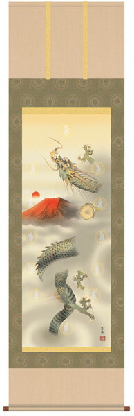 　　　　　　　　　【十二神将昇龍図　掛け軸】　　　　　 薬師如来に仕える十二人の善将と龍神が厄災を追い祓う 作者・・・・・・・石田　芳園 寸法・・・・・・・190cm×54・5cm 表装・・・・・・・洛彩緞子本表装 軸先・・・・・・・陶器 ...