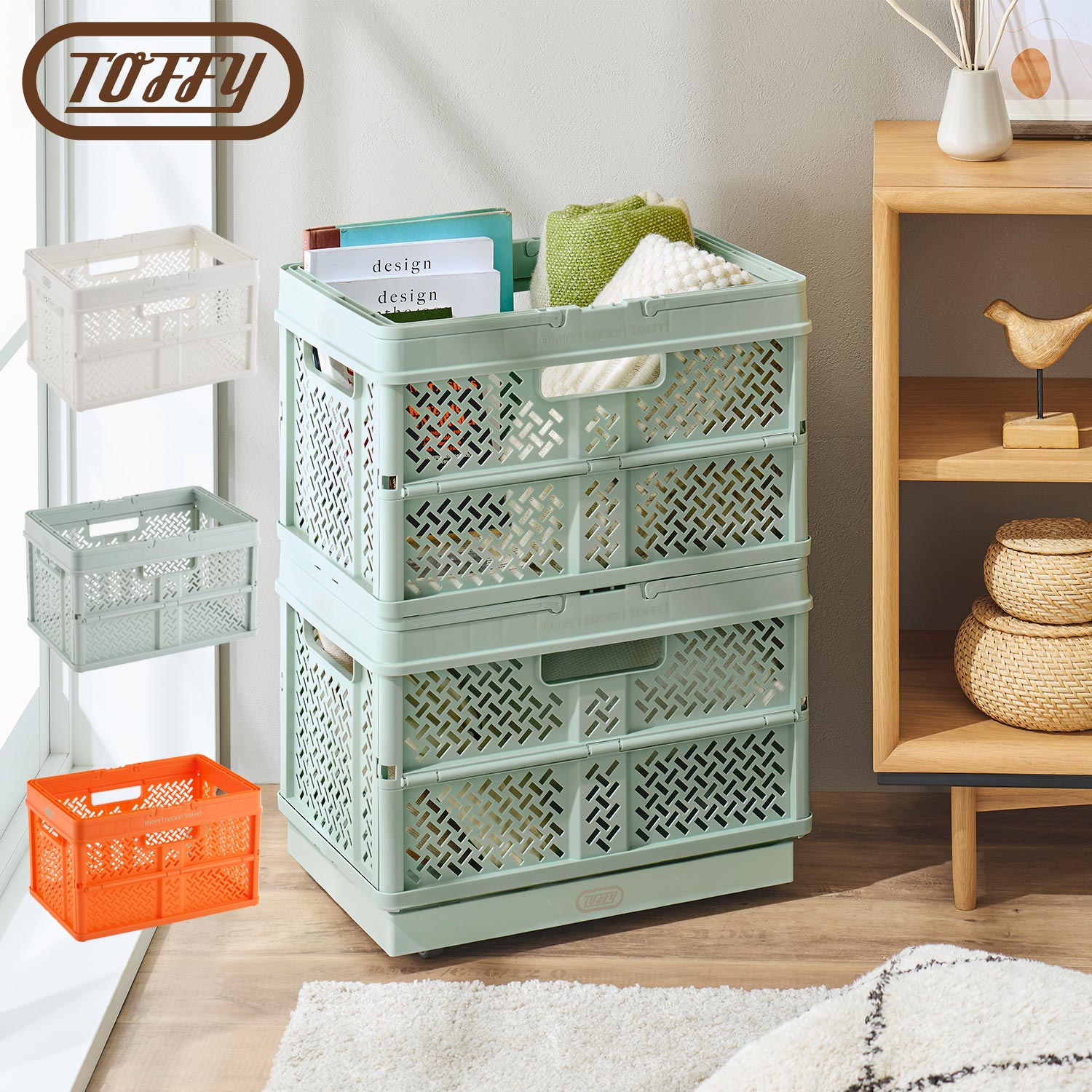 商品説明 【いつもの暮らしがもっと楽しくなるようなこだわりのキッチンツールやライフスタイルアイテムで毎日を彩り豊かにしてくれるブランド Toffy】 レトロでポップなカラーバリエーションが目を引く、ハンドル付きの折りたたみバスケットです。丈...