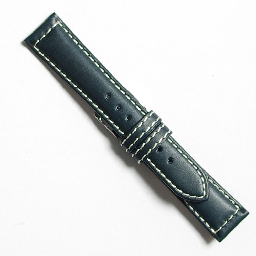 牛革 - 厚手・ラグステッチ 【　色　】黒 【ステッチ】白糸グステッチ 【サイズ】18.19.20.21mm（表示：ベルト幅-尾錠巾） 【表素材】牛革 【裏素材】牛革 【厚　さ】約 5-3mm 【仕立て】半へり返し 【親　長】約75mm 【...