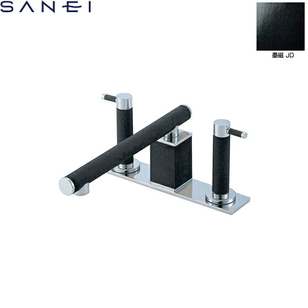 三栄水栓［SANEI］ツーバルブデッキ混合水栓（ユニット用） K91300K-L-JD-13 カラー：墨磁 TOHシリーズ 寒冷地仕様 節水 クリック 断熱 セラミック 吐水口90°回転 受注生産品 取付穴径：31〜33 厚み：5〜15SA...