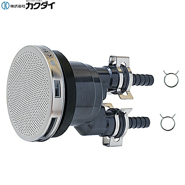 カクダイ [KAKUDAI] 415-021 一口循環金具(ペアホース用) 10A ●接続には413-421-10巻ペアホースをご使用ください。 ●取付穴径50ミリ・厚さ15ミリ以下の浴槽用 ●無極性 ●一人施工用フック棒付き 材質: PP...