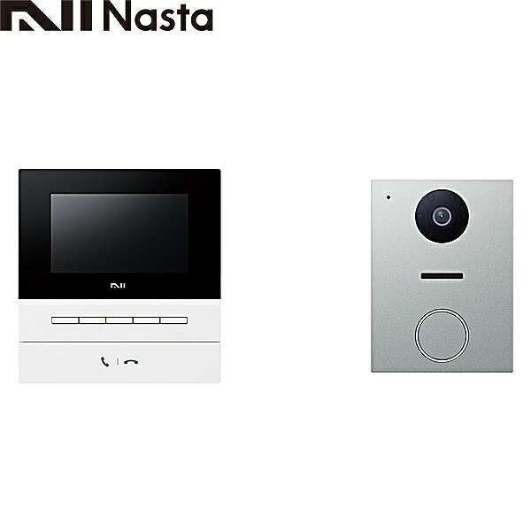 ナスタ [Nasta] インターホン KSND02AWSV インターホン KS-ND02A 玄関子機と室内親機のセットです。 玄関子機: 約90万画素、水平約120度/垂直約70度 玄関子機サイズ: W91xH123xD36.3mm 室内親...