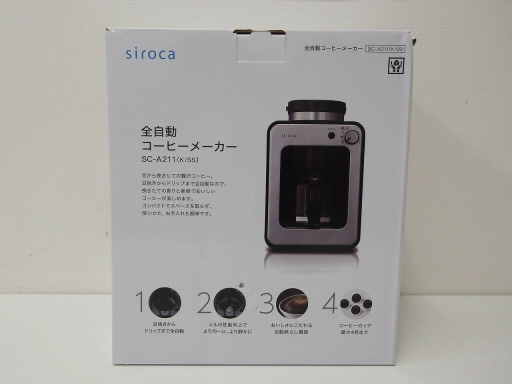 【ご注意】商品は店頭・他ネットショップでも販売しておりますので、ご注文をいただいても売り切れの場合がございます。ご了承ください。ブランド名シロカ siroca商品名コーヒーメーカー SC-A211商品説明挽きたての豆でコーヒーを淹れる全自動...