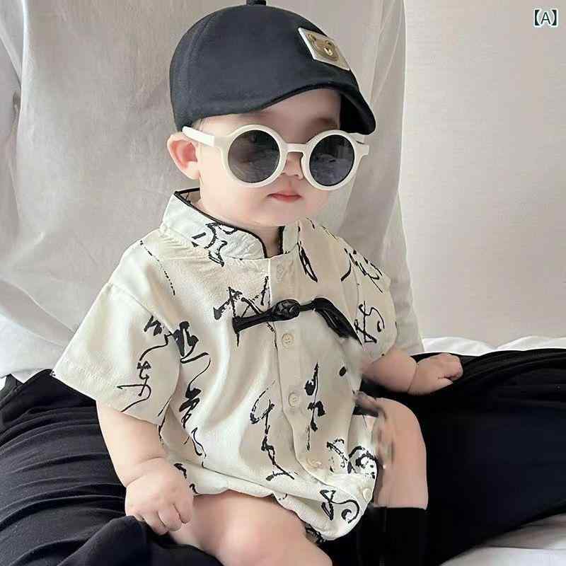 ・カテゴリ: ロンパース・スタイル: 中国風・主な素材: 綿50%・厚さ: 薄手・性別: 男女兼用・対象年齢: 1〜3歳・袖丈: 半袖・留め具: ボタン・カラー展開: ベージュ・サイズ展開: 66cm、73cm、80cm、90cm